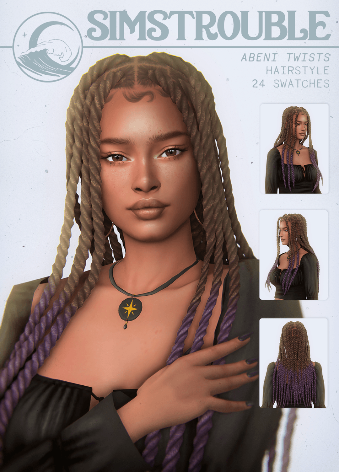Прическа Abeni Twists | Sims4Mods