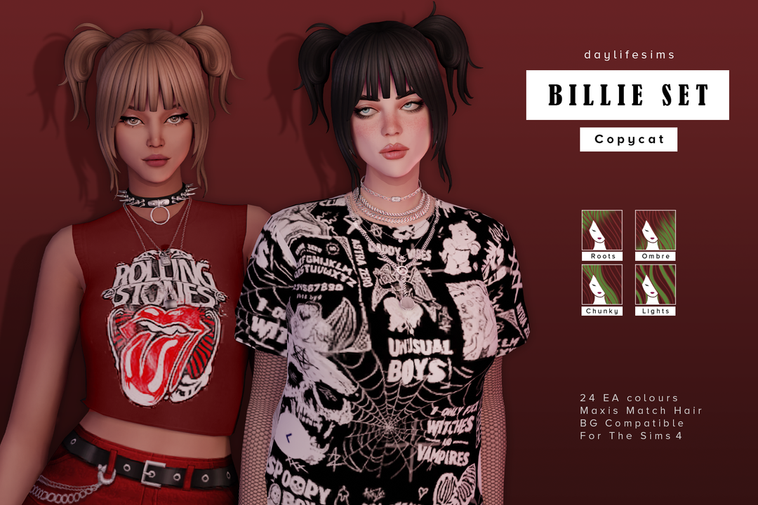 Прическа Billie Hair | Sims4Mods