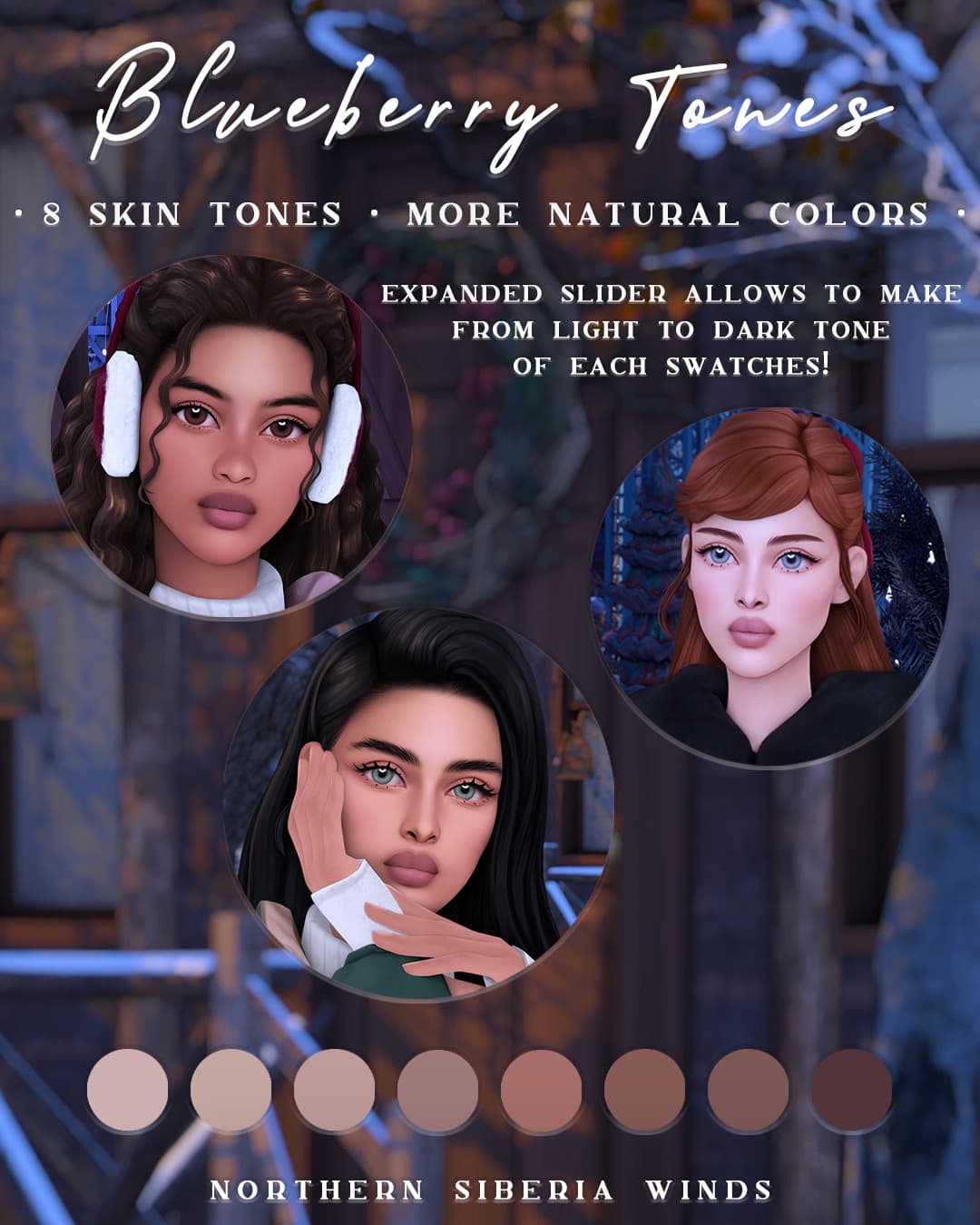 Скинтоны Blueberry Skin Tones | Sims4Mods