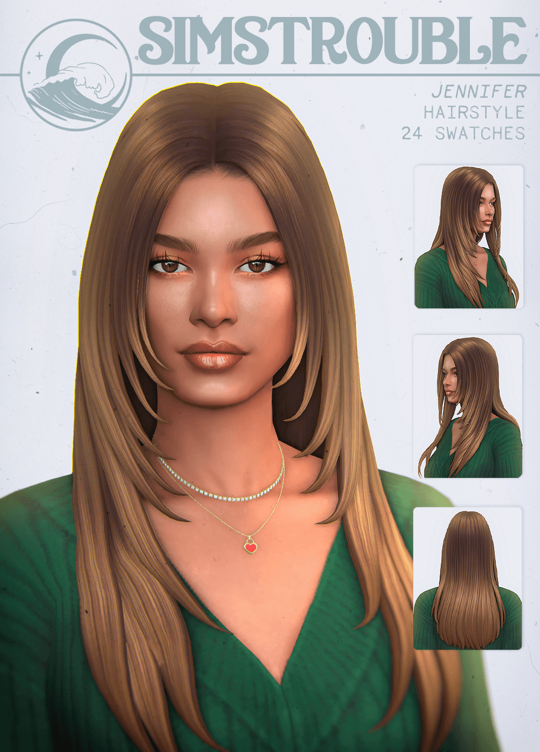 Прическа Jennifer Hairstyle | Sims4Mods