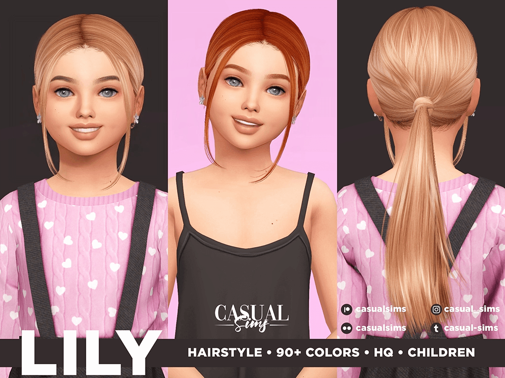 Детская прическа Lily Hair | Sims4Mods