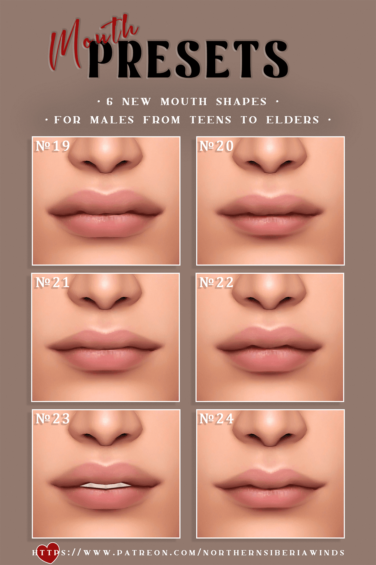 Пресеты для мужчин Male Presets Face Collection | Sims4Mods