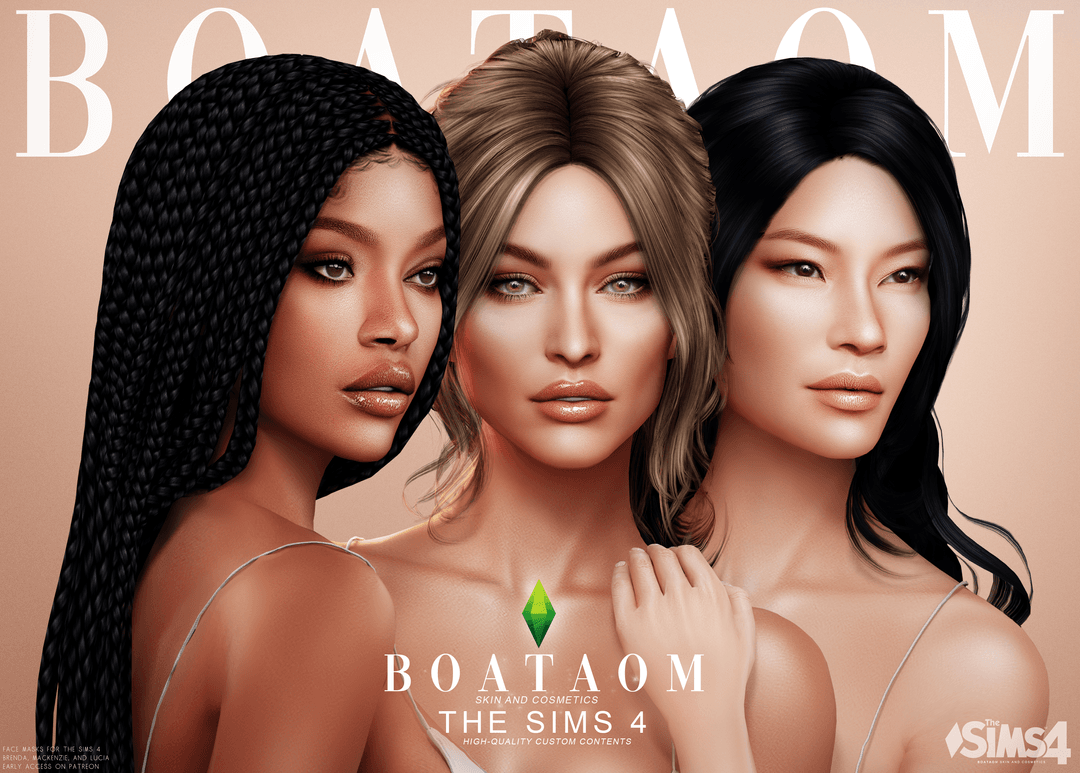 Маски для лица Mckenzie, Brenda, Lucia | Sims4Mods