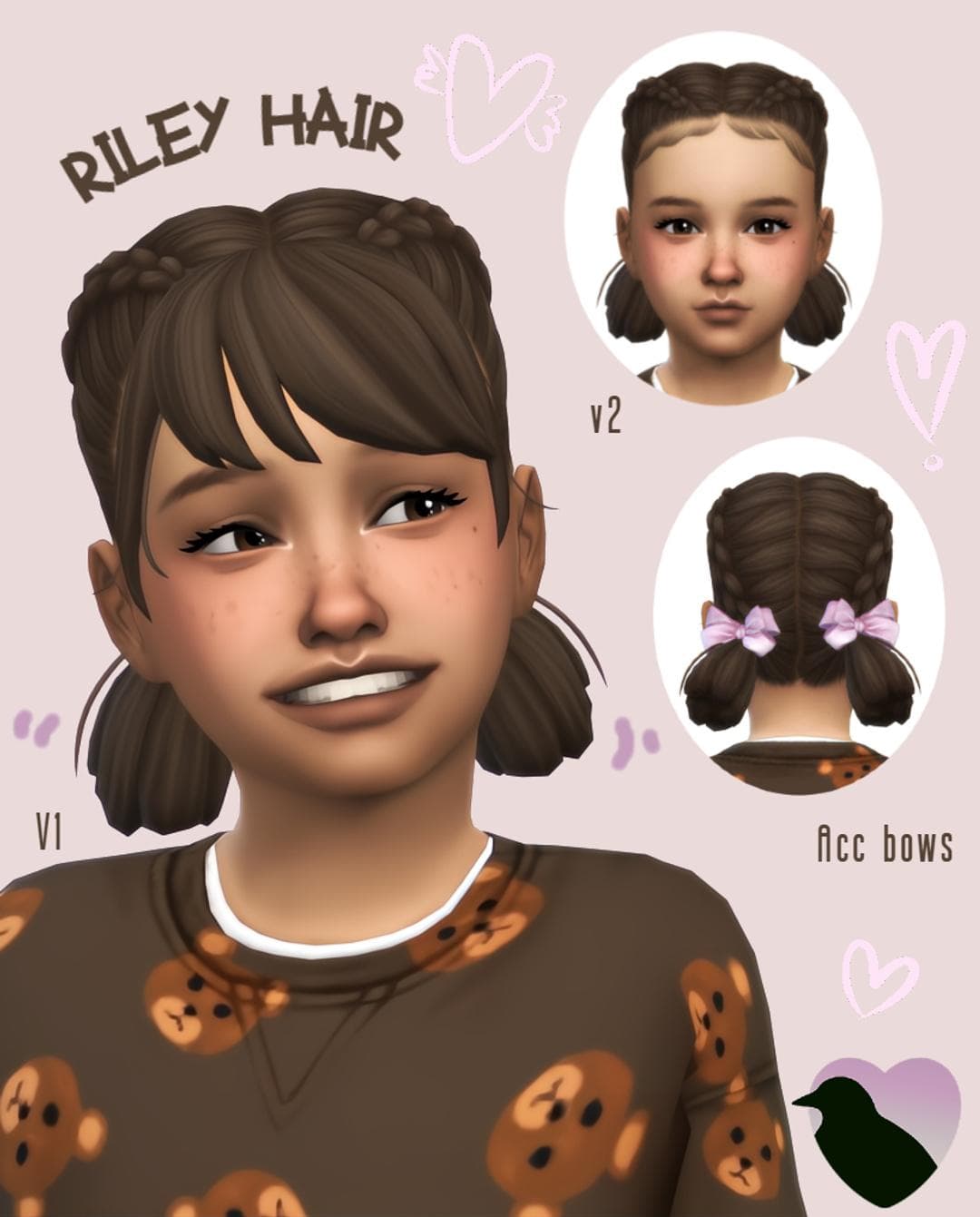 Прическа Riley для детей | Sims4Mods