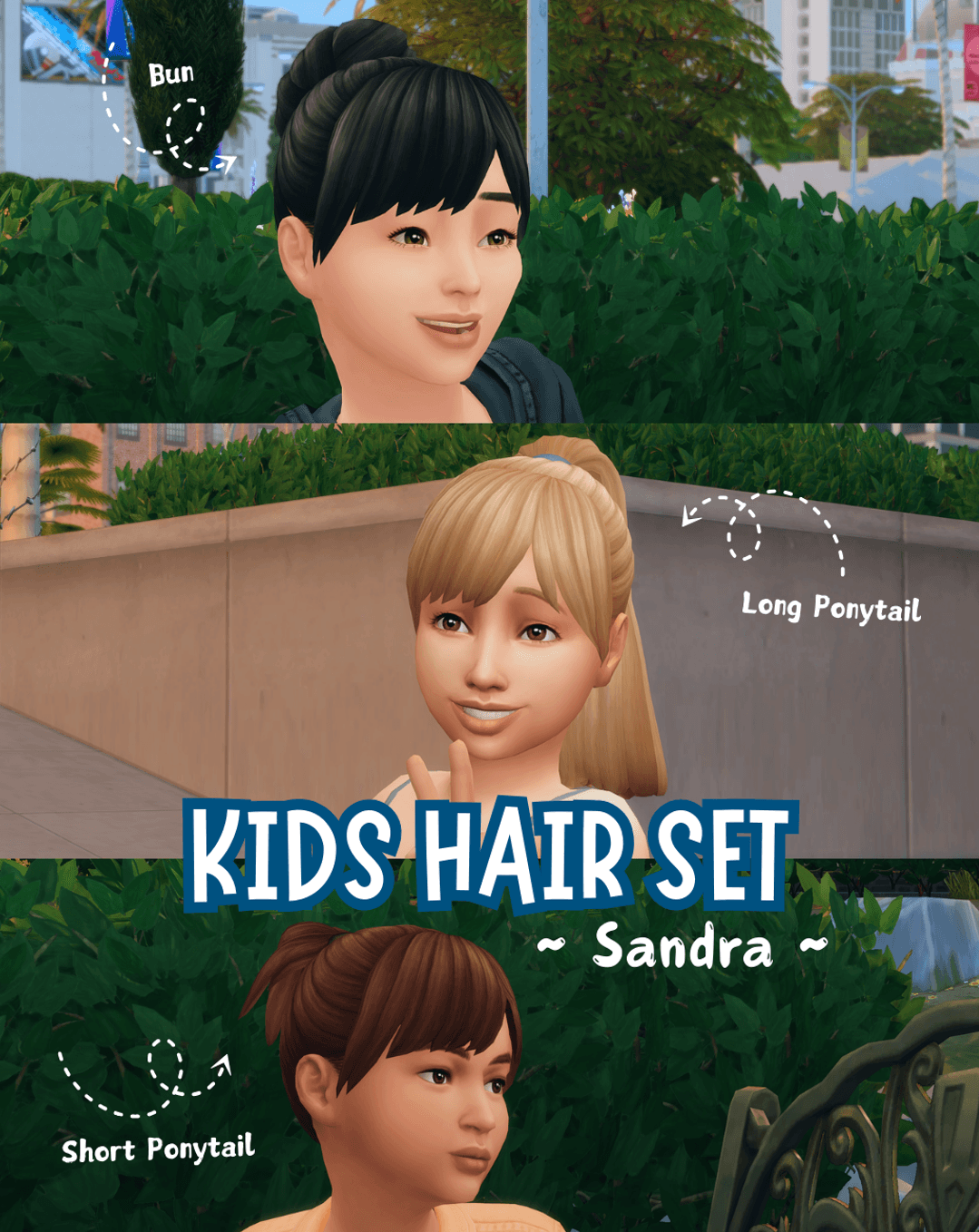 Набор прической для девочек Sandra Set | Sims4Mods