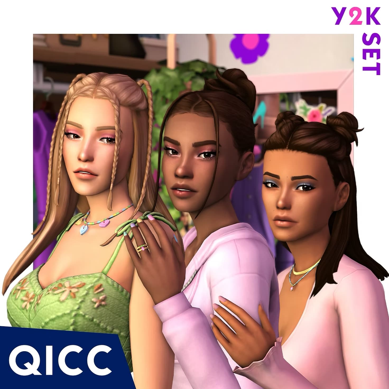 Набор причесок Y2K set | Sims4Mods