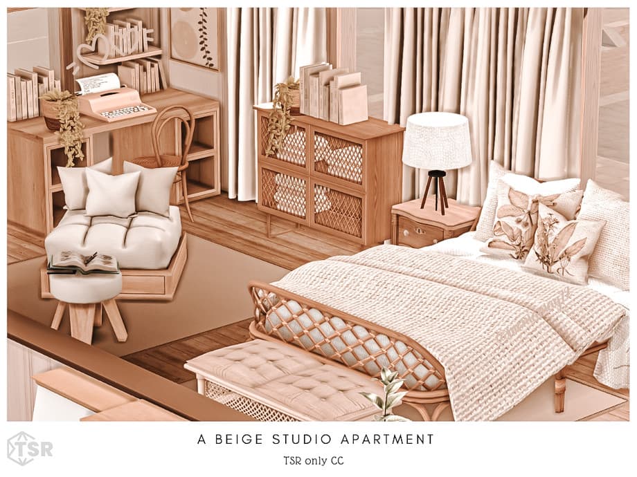 Апартаменты A beige Studio Apartment СС (лот) | Sims4Mods