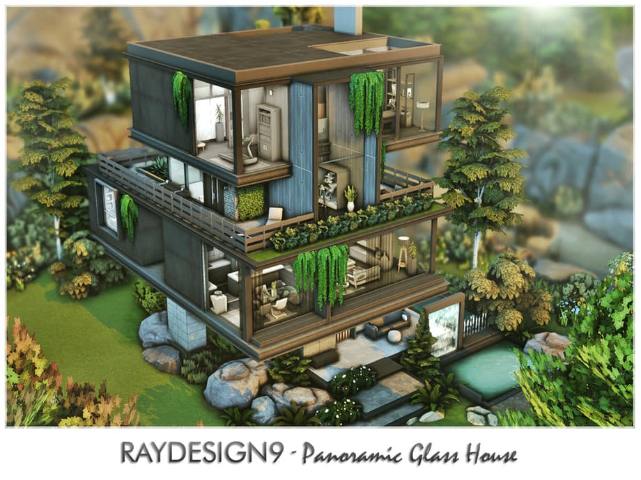 Дом Panoramic Glass House (no CC) | Sims4Mods