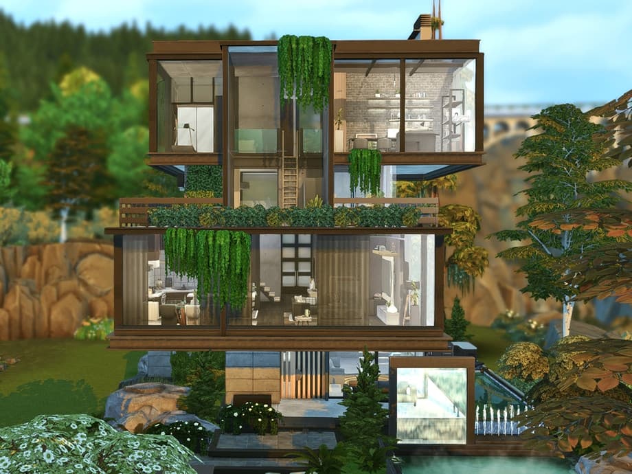 Дом Panoramic Glass House (no CC) | Sims4Mods