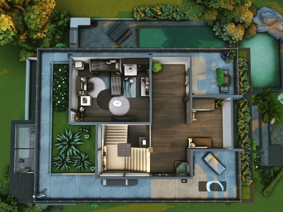 Дом Panoramic Glass House (no CC) | Sims4Mods