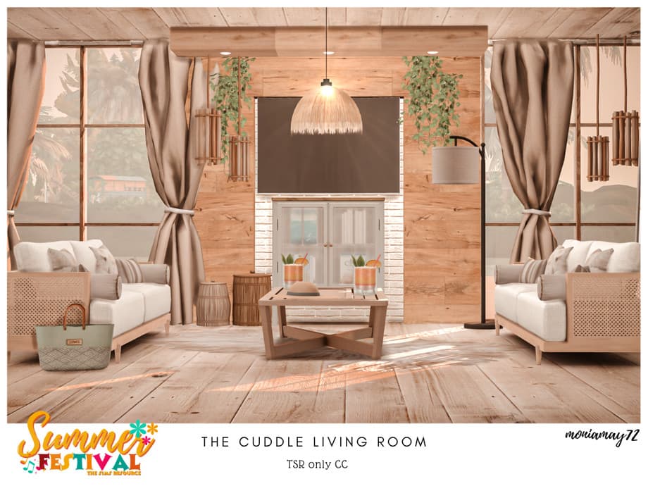 Гостиная The Cuddle Living Room CC (лот) | Sims4Mods