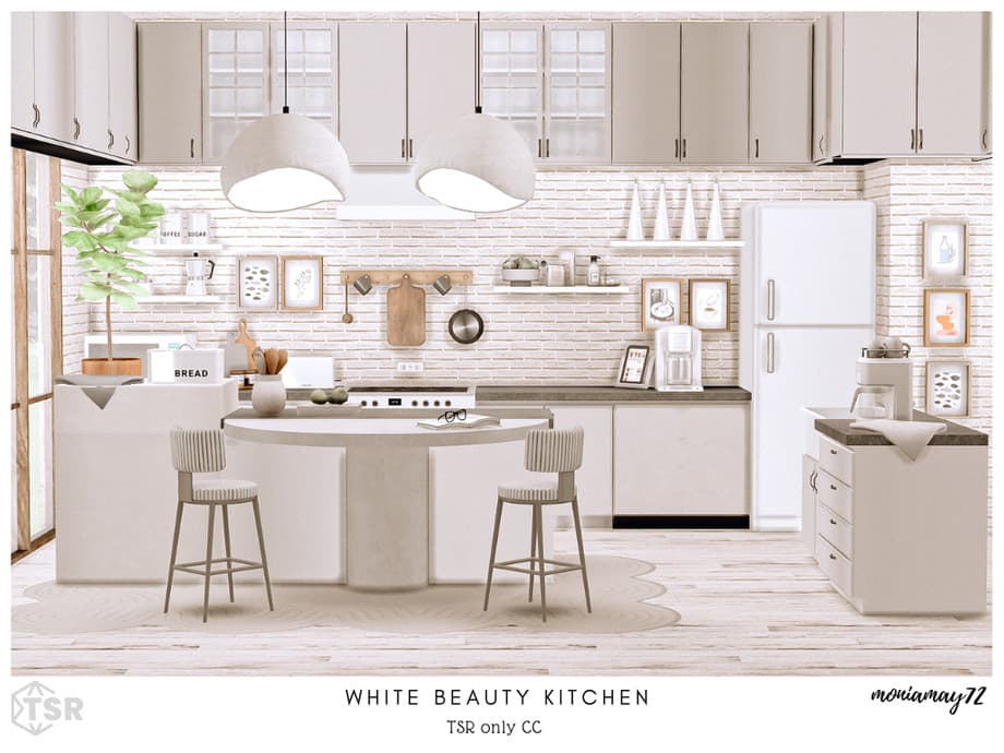 Кухня White Beauty Kitchen CC (лот) | Sims4Mods