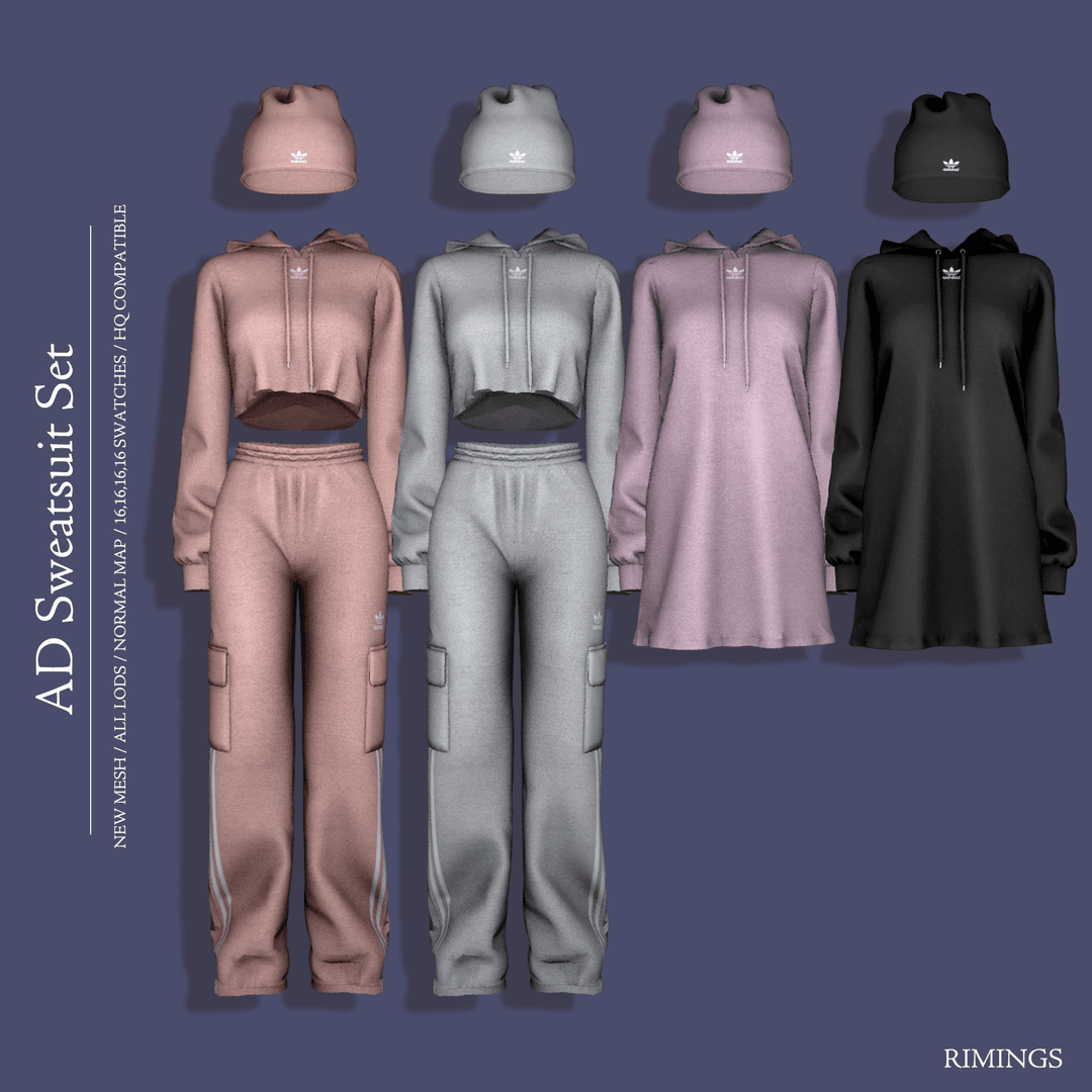 Спортивный костюм и платье AD Sweatsuit Set | Sims4Mods
