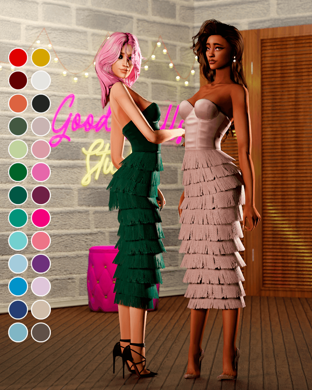 Платье с бахромой April CC 2022 | Sims4Mods