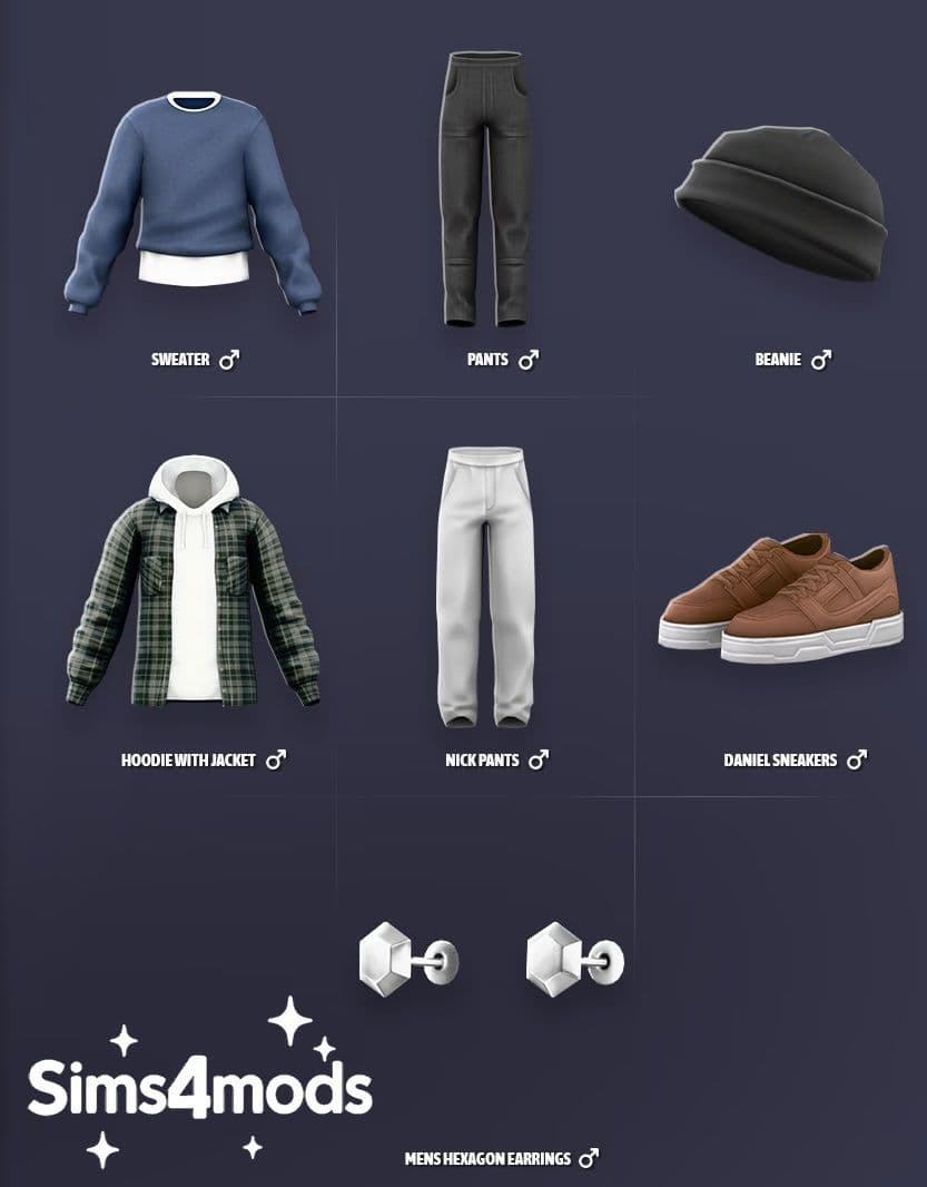 Коллекция одежды для сима Archie Set | Sims4Mods