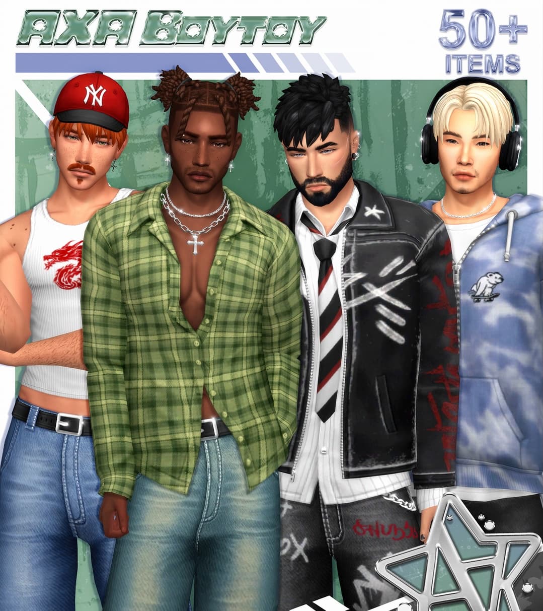 Набор одежды и причесок AxA Boytoy | Sims4Mods