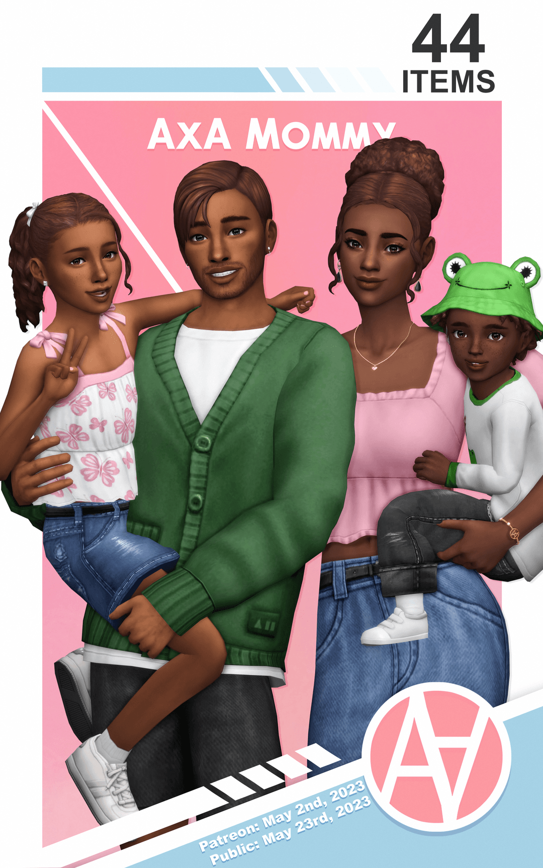 Коллекция причесок и одежды AxA Mommy & Me | Sims4Mods