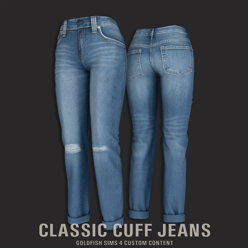 Джинсы Classic Cuff Jeans | Sims4Mods