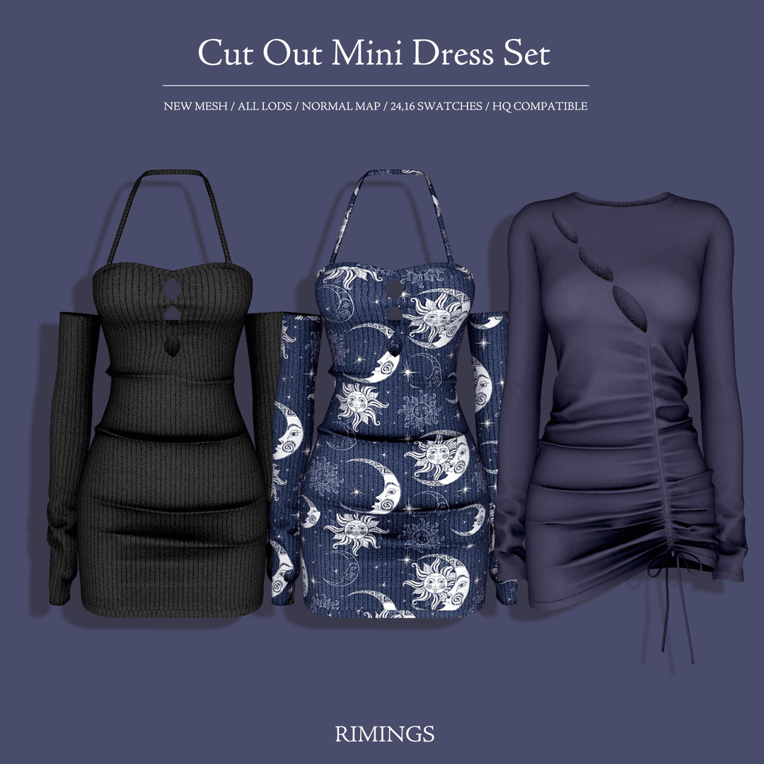 Сет платьев Cut Out Mini Dress Set | Sims4Mods