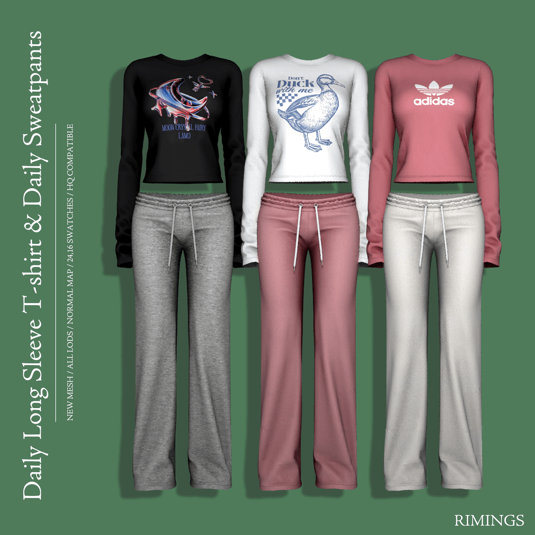 Комплект Daily Long Sleeve & Sweatpants | Sims4Mods