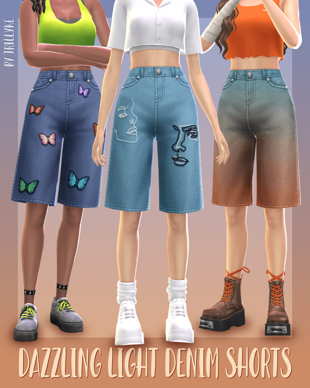 Шорты Dazzling Light Denim Shorts | Sims4Mods