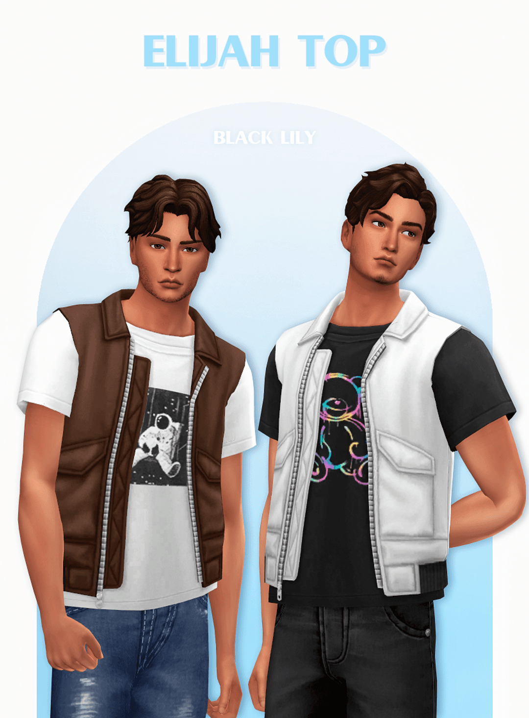 Желетка с футболкой Elijah | Sims4Mods