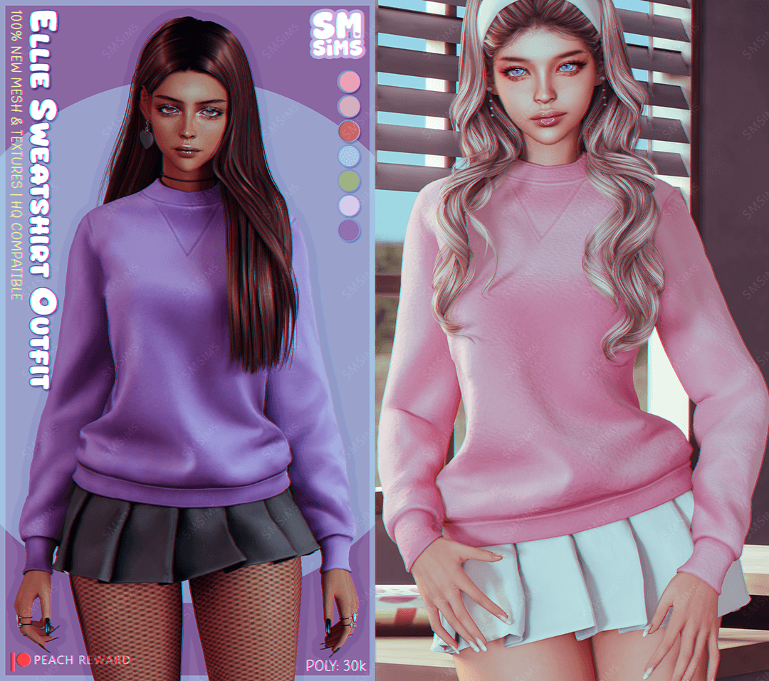 Комплект Ellie Sweatshirt Outfit | Sims4Mods