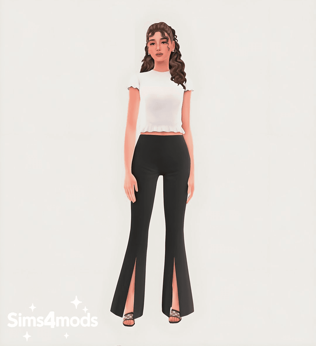 Брюки с разрезами Front Slits Flared Pants | Sims4Mods
