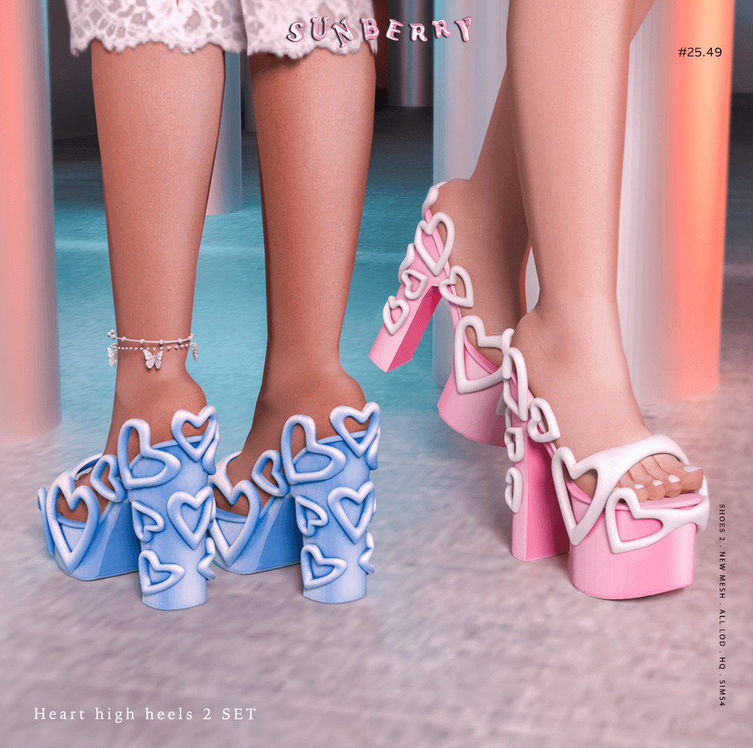 Босоножки Heart high heels 2Set | Sims4Mods