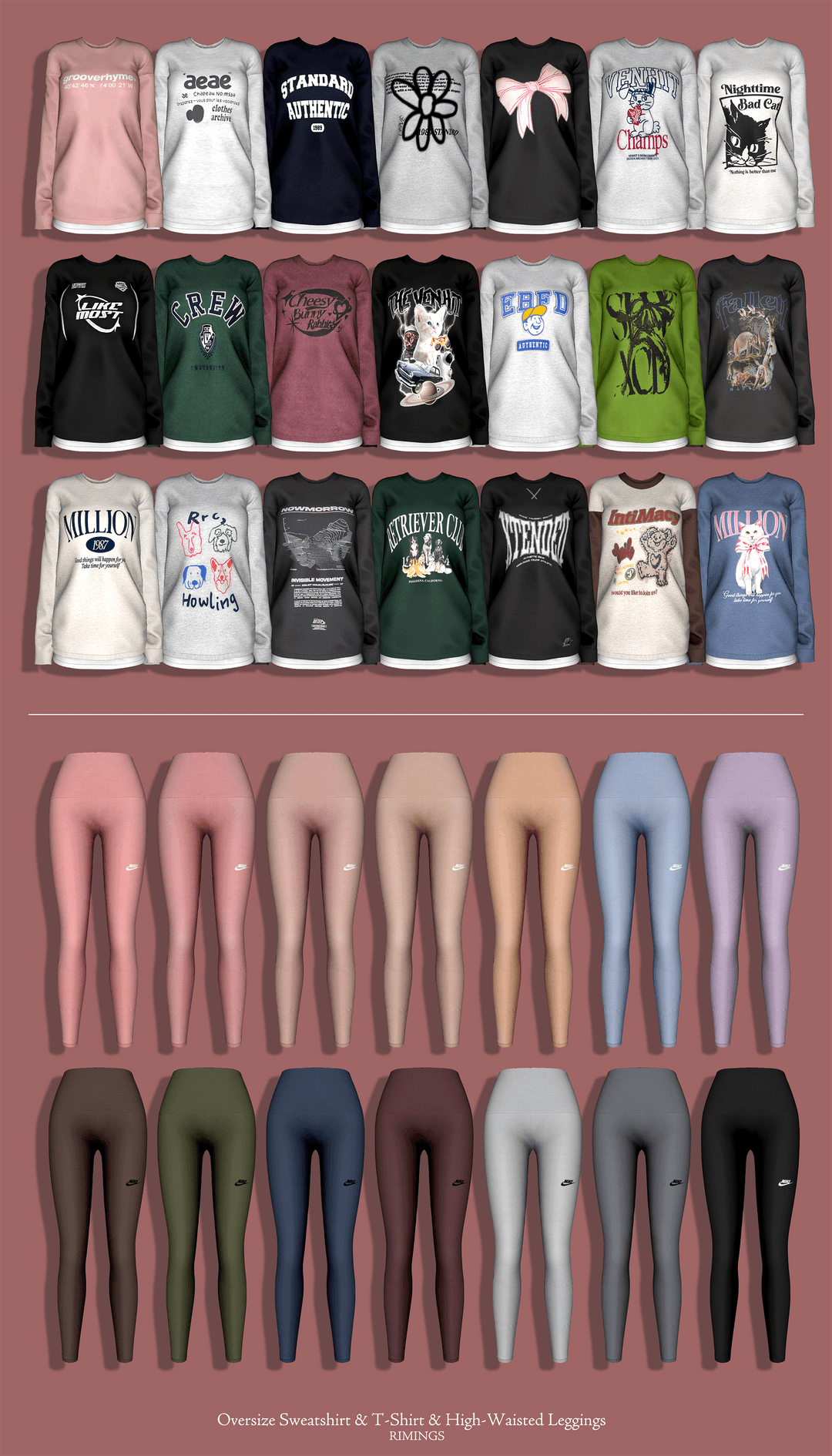 Сет одежды Leggings & Oversize Sweatshirt | Sims4Mods