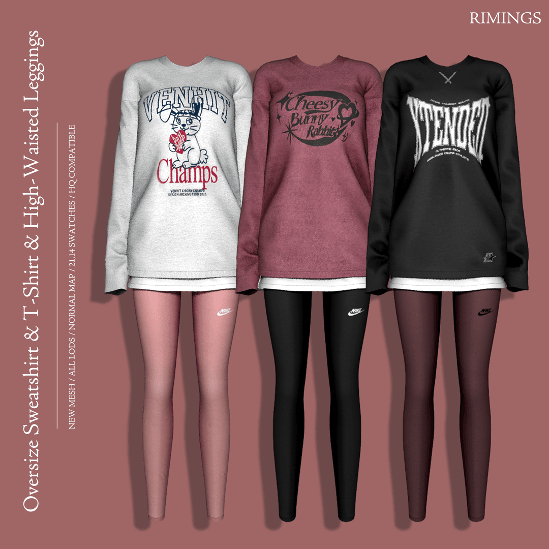 Сет одежды Leggings & Oversize Sweatshirt | Sims4Mods