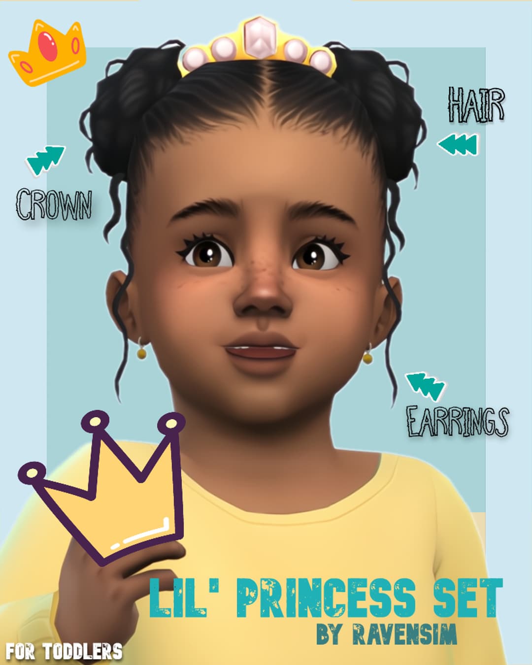 Прическа Lil' Princess | Sims4Mods