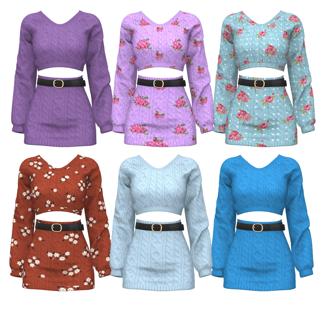 Комплект Maddie Belted Knit Set | Sims4Mods