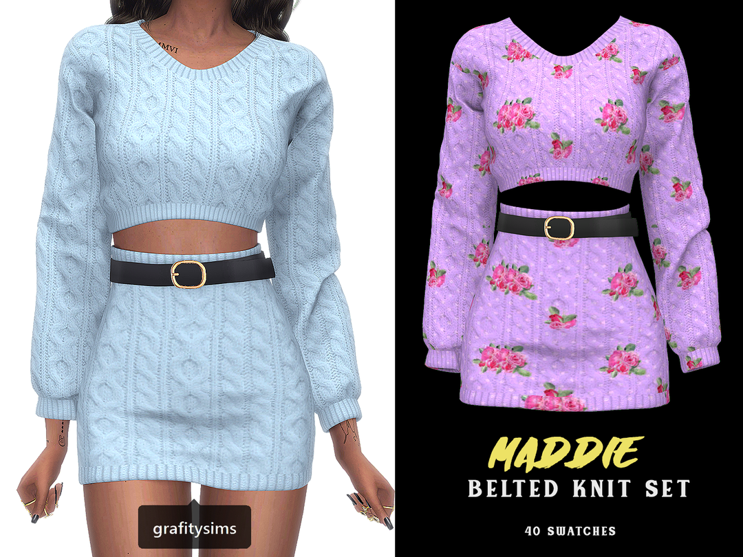 Комплект Maddie Belted Knit Set | Sims4Mods
