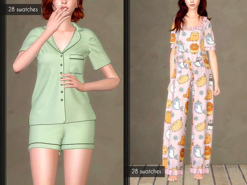 Набор пижам Matching Pajamas Collection | Sims4Mods