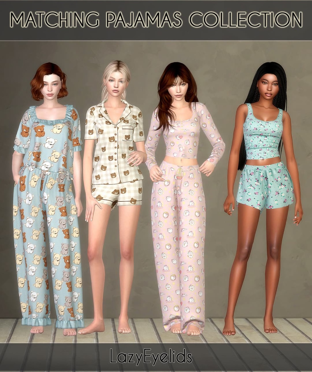 Набор пижам Matching Pajamas Collection | Sims4Mods
