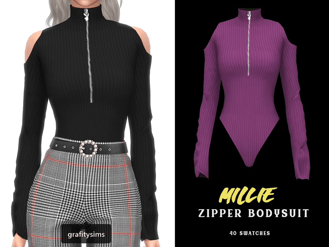 Боди Millie Zipper Bodysuit | Sims4Mods
