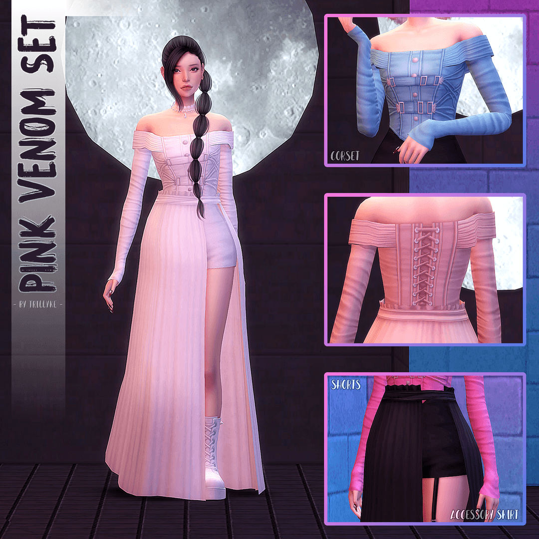 Комплект одежды Pink Venom | Sims4Mods