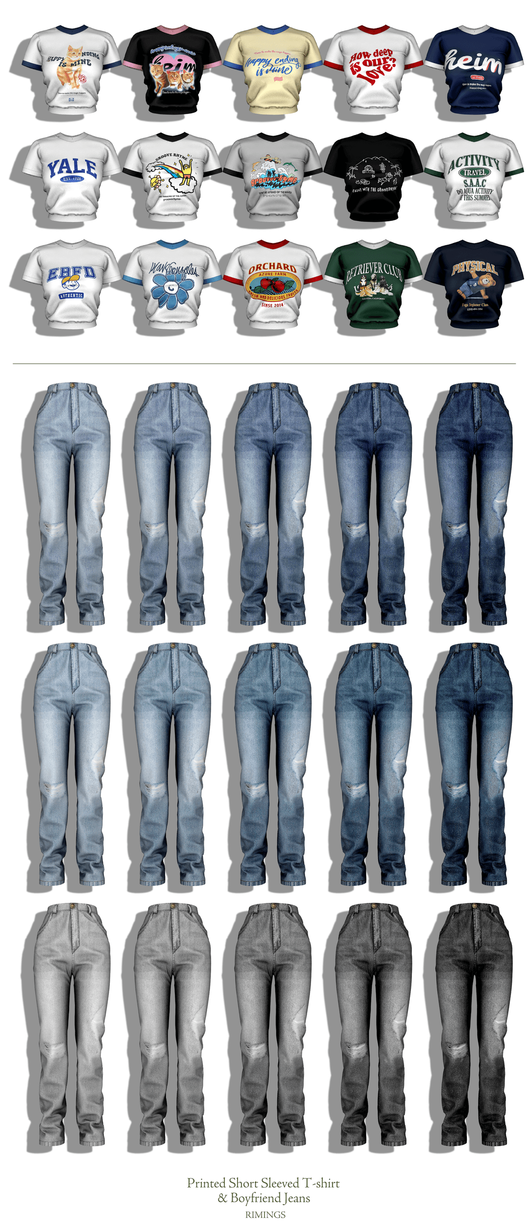 Сет одежды T-shirt & Boyfriend Jeans | Sims4Mods