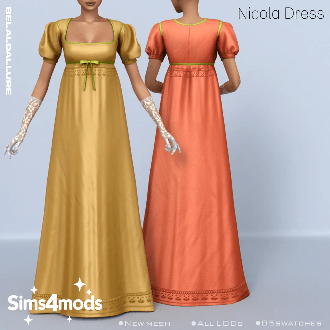 Коллекция винтажных платьев Regency era | Sims4Mods