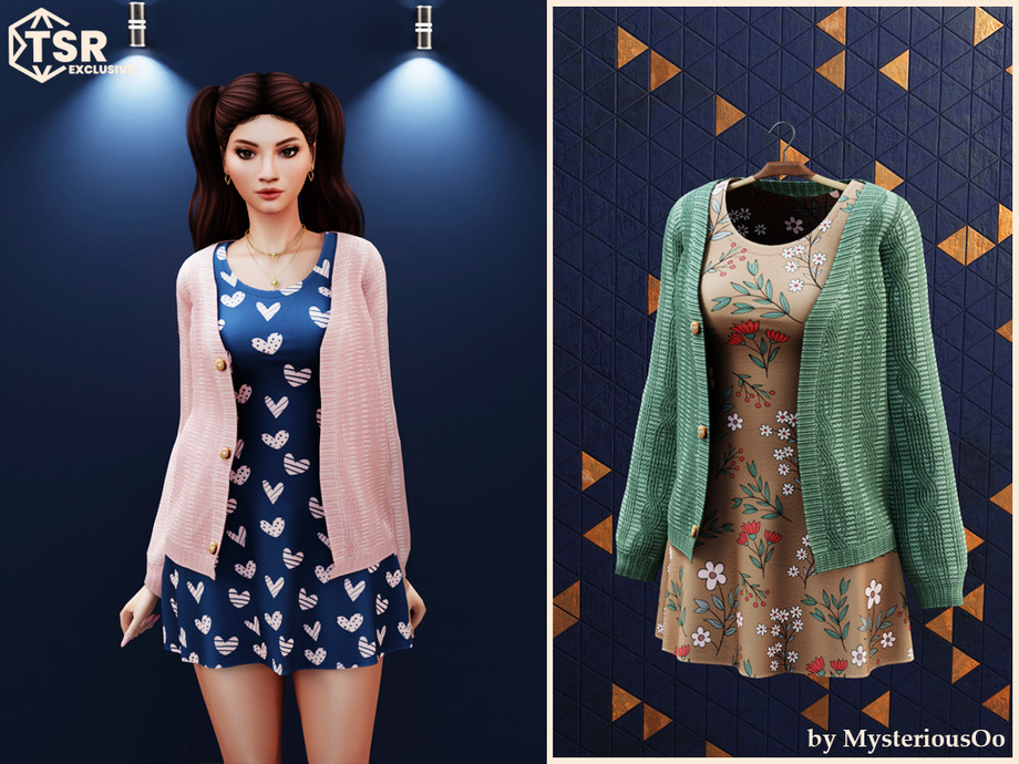 Комплект Dress and cardigan | Sims4Mods