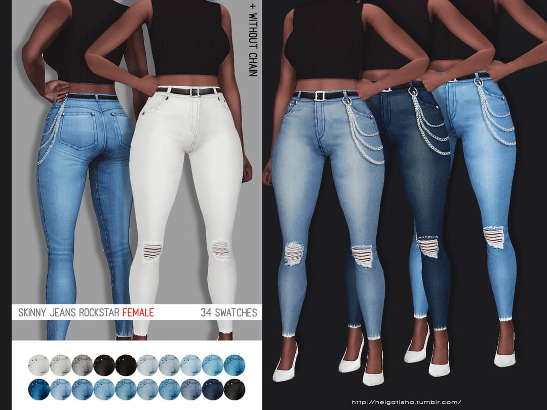 Скини джинсы Skinny Jeans Rockstar | Sims4Mods