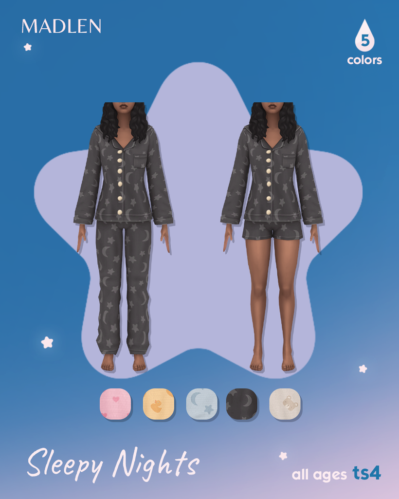 Набор пижам Sleepy Nights | Sims4Mods