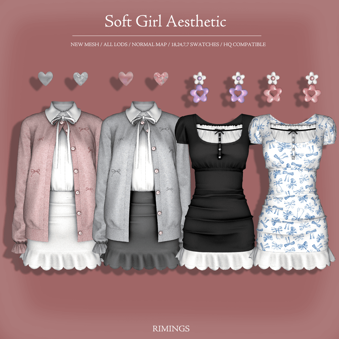 Сет одежды Soft Girl Aesthetic | Sims4Mods
