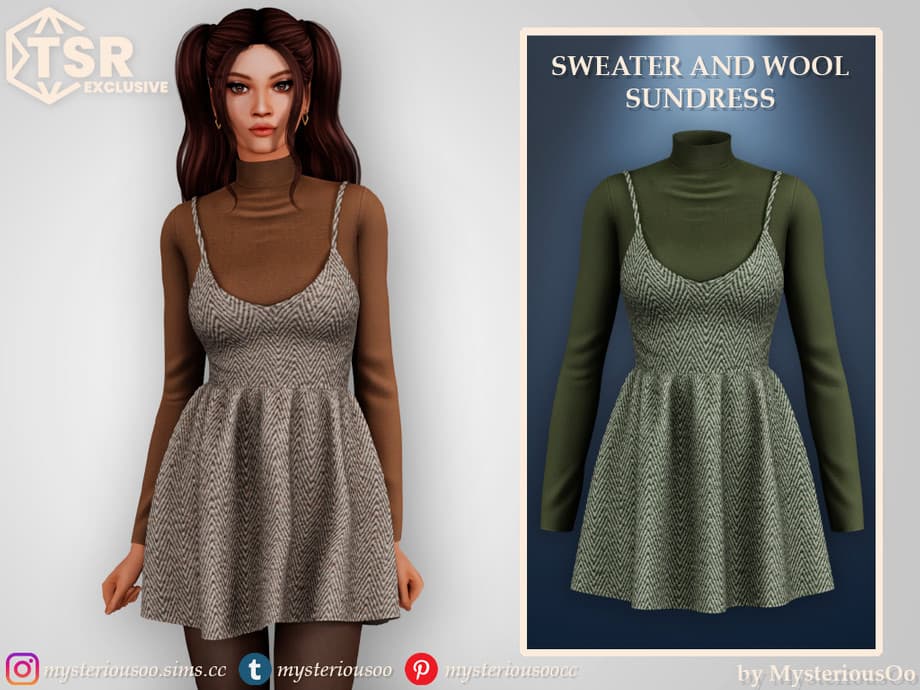 Платье Sweater and wool sundress | Sims4Mods