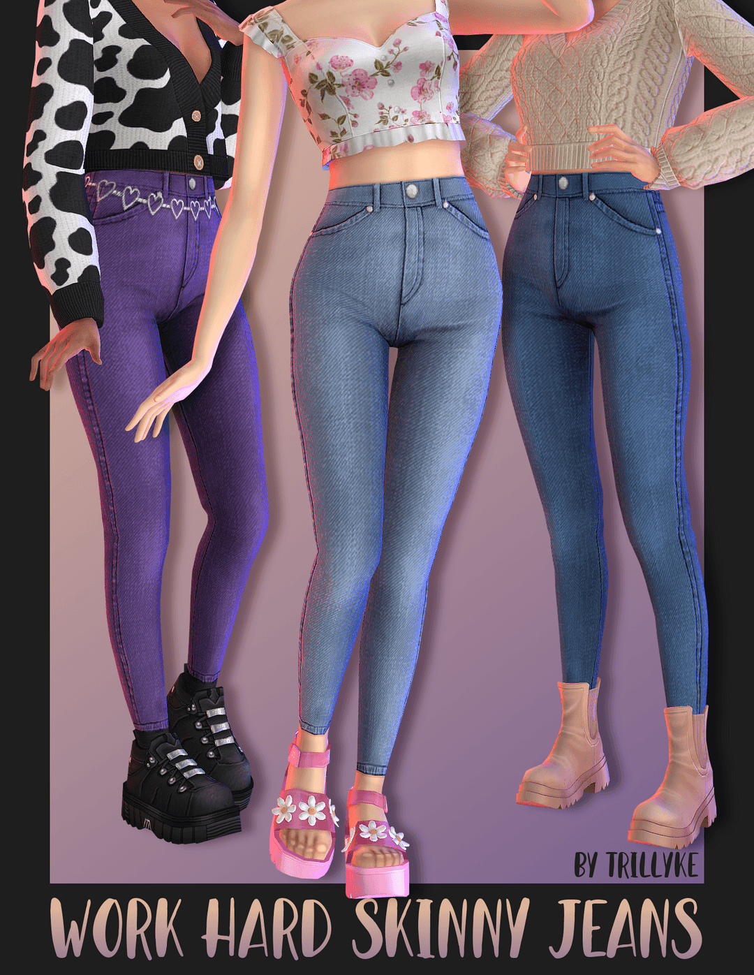 Джинсы Work Hard Skinny Jeans | Sims4Mods