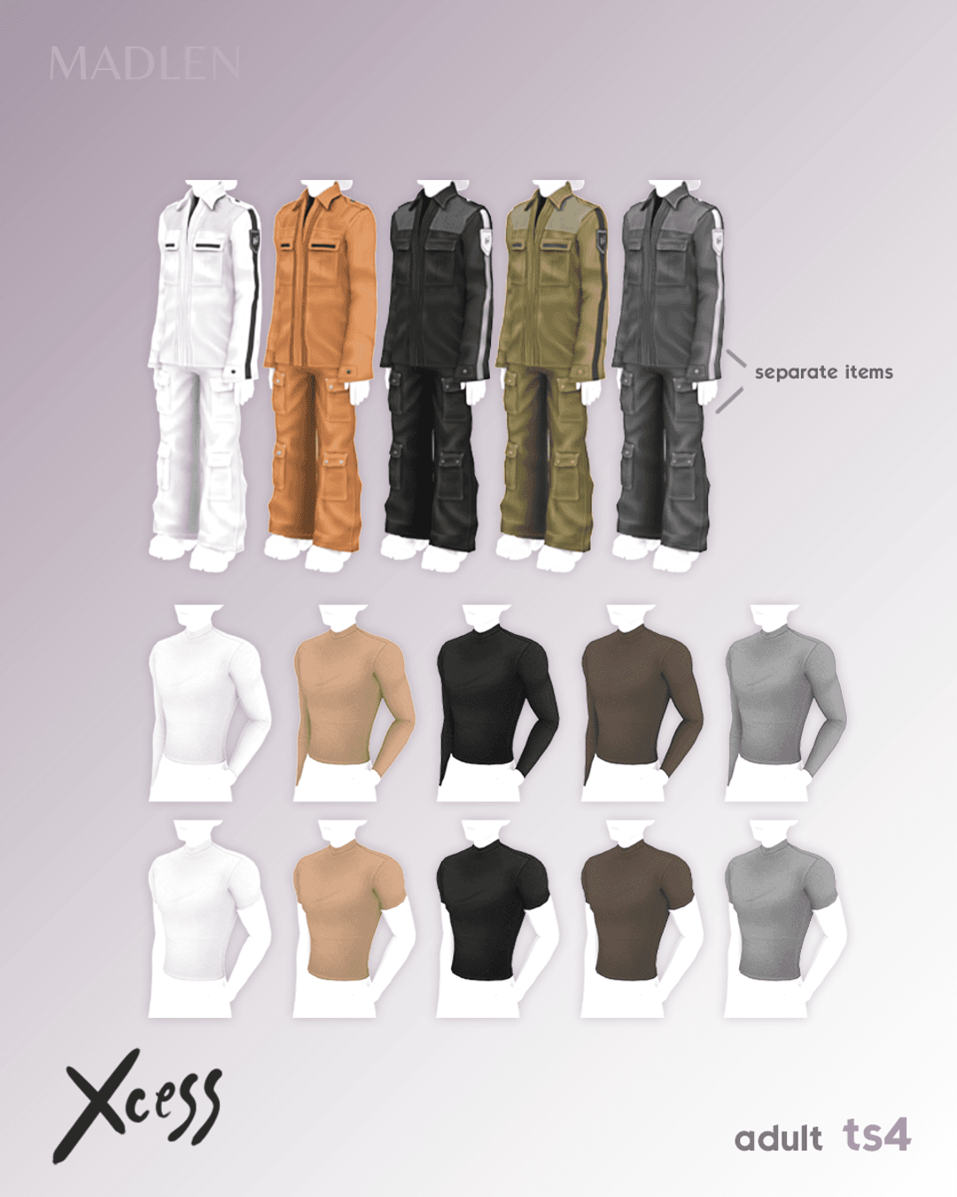 Мужской сет Xcess Clothing Pack | Sims4Mods