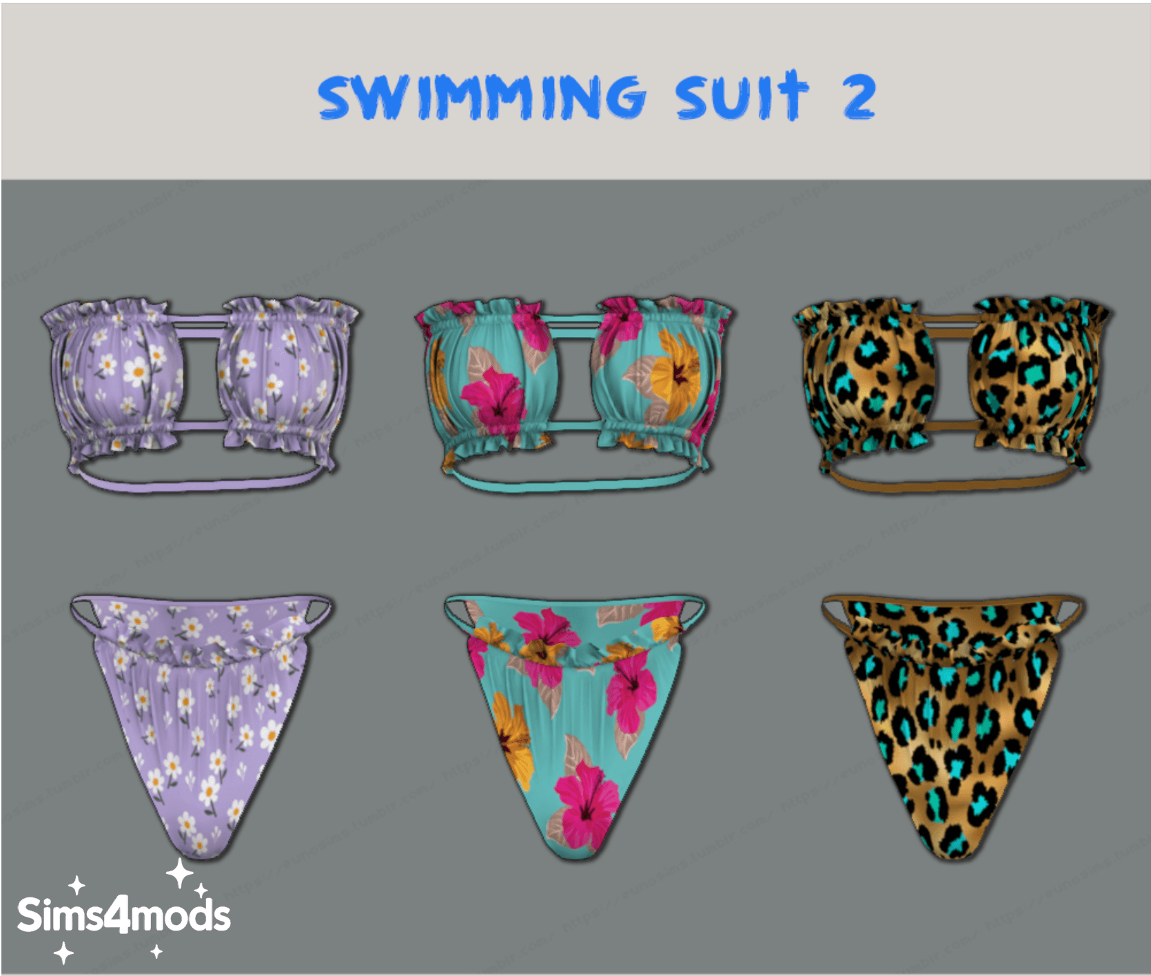 Купальник с принтами Swimming Suit 2 | Sims4Mods