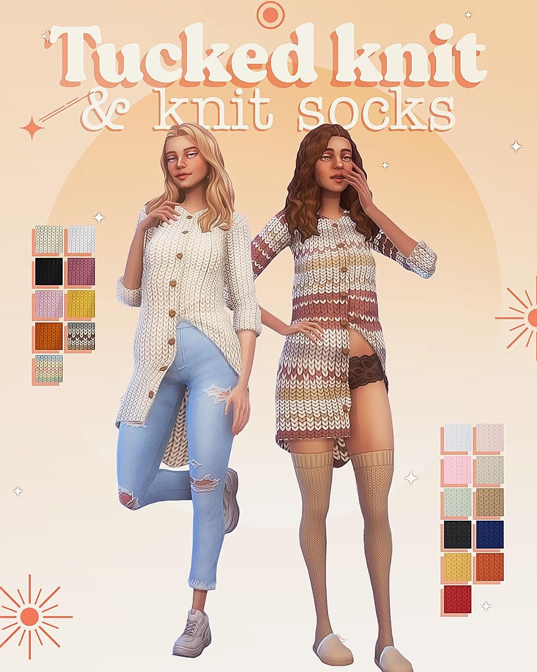 Сет вязаной одежды Tucked Knit & Knit Socks | Sims4Mods