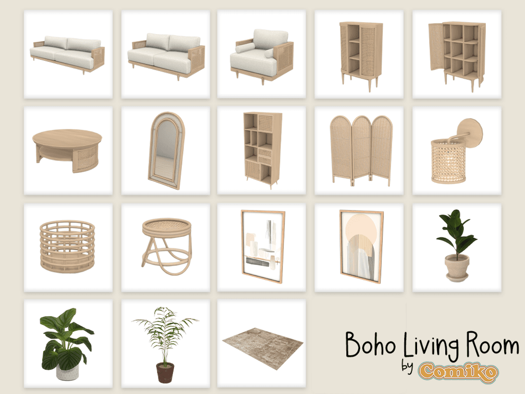 Гостиная Boho Living Room | Sims4Mods